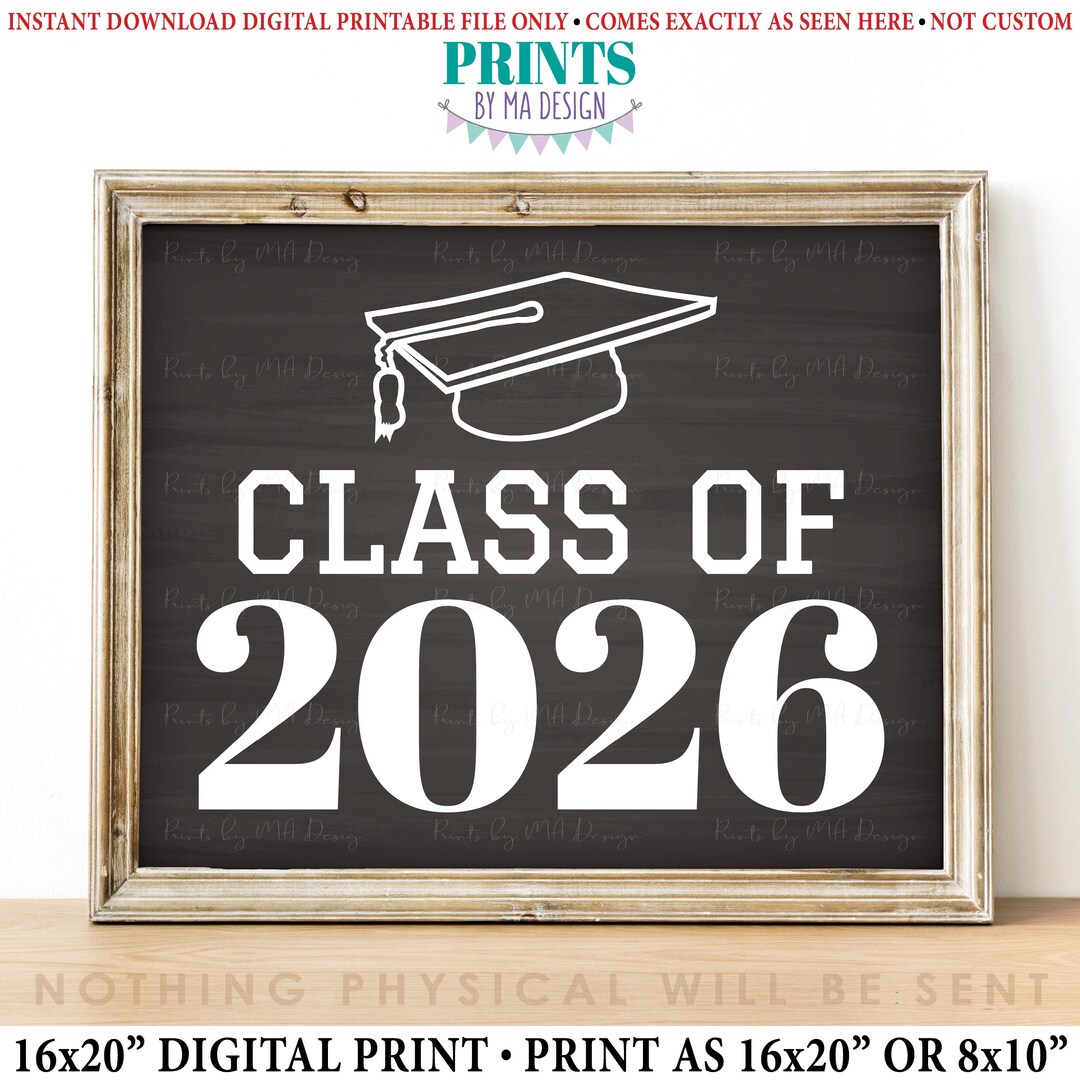 Class of 2026 Sign, 2026 Graduation Party Sign, High School Grad ...