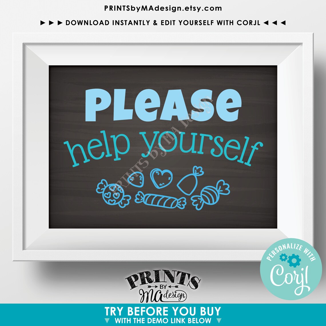Editable Candy Sign Custom Candy Display All Text Can Be - Etsy