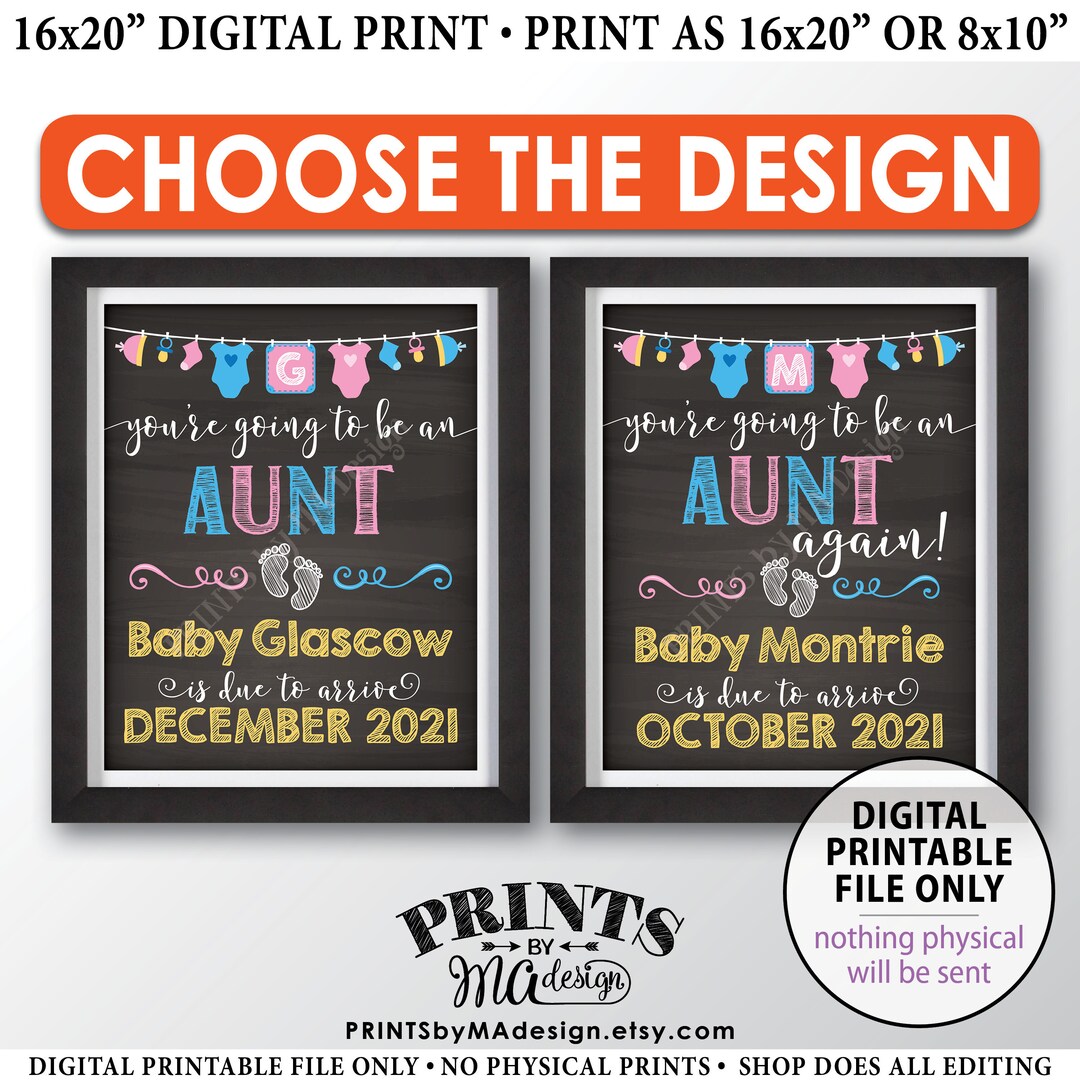 You're Going to Be an Aunt Pregnancy Announcement Sign, Aunt Again ...