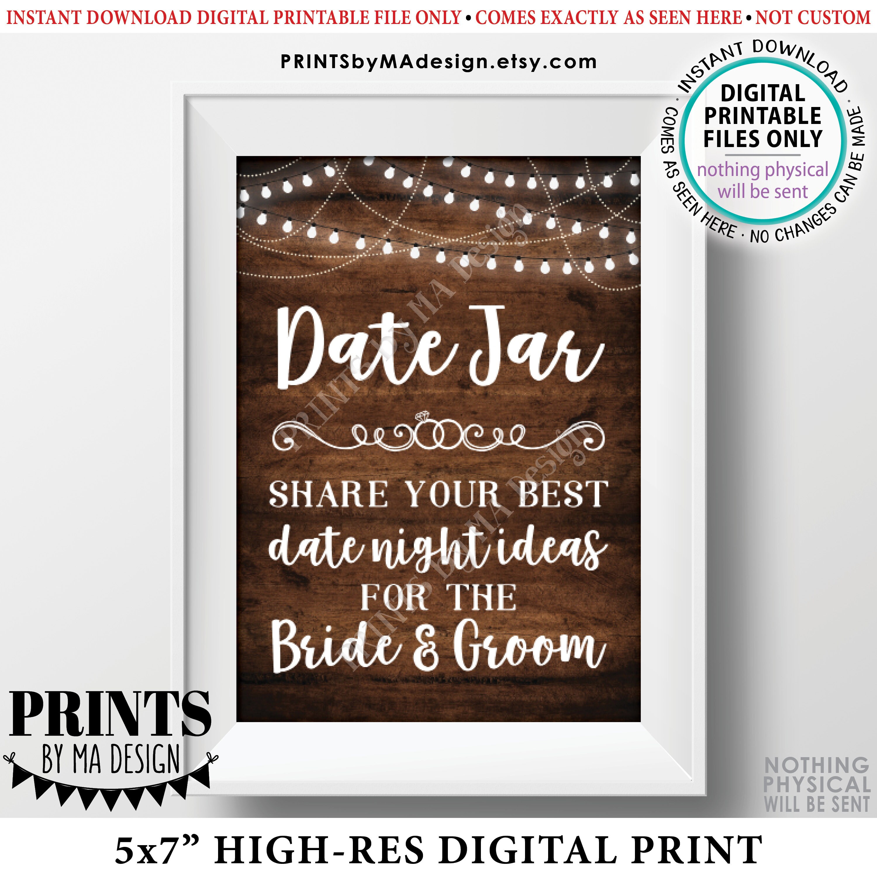 Date Jar Sign, Share your best Date Ideas with the Bride & Groom, Share ...