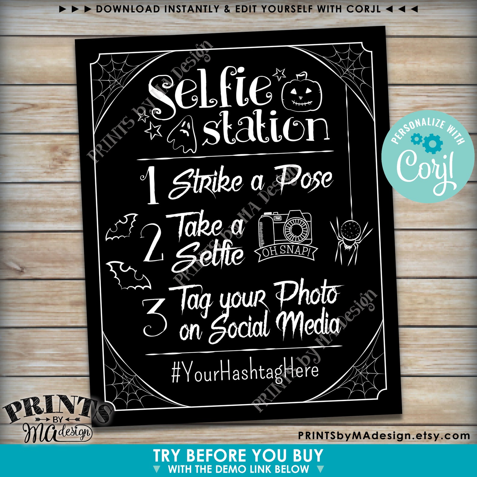 Halloween Party Selfie Station Sign Tag Your Photo Share on - Etsy