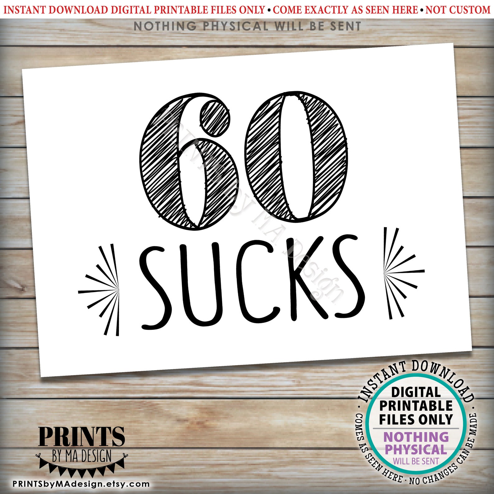 60th Birthday Party Candy Signs 60 Sucks Blows Rocks 60 and - Etsy