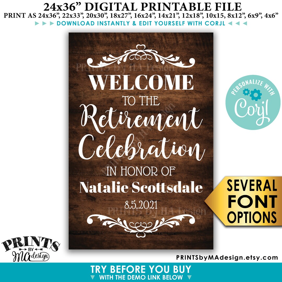 Retirement Party Sign, Welcome to the Retirement Celebration, Custom ...