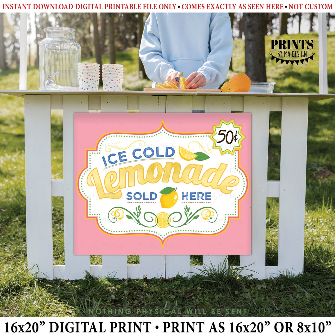 SALE! Lemonade Stand Sign With a Spot for the Price, Ice Cold Lemonade ...