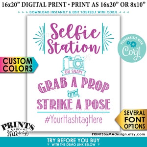 Selfie Station Sign, Share Your Pics on Social Media, PRINTABLE 8x10 ...