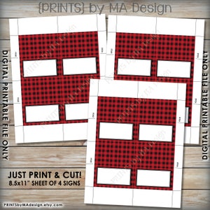Lumberjack Theme Labels, Buffalo Plaid Food Labels, Red Checker Buffet ...