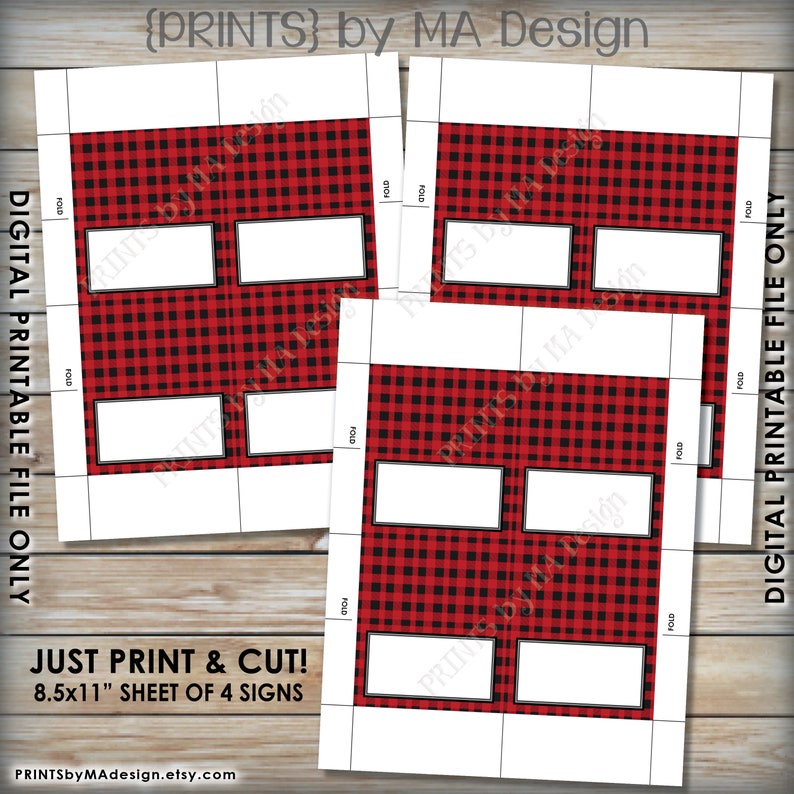 Lumberjack Theme Labels Buffalo Plaid Food Labels Red | Etsy