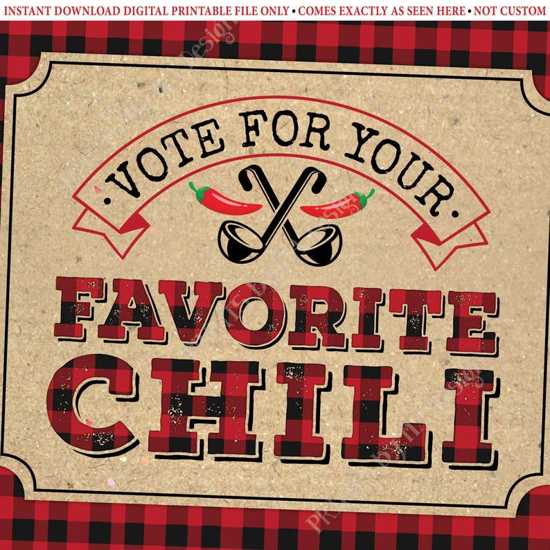 Vote for Your Favorite Chili Sign Red & Black Checker | Etsy