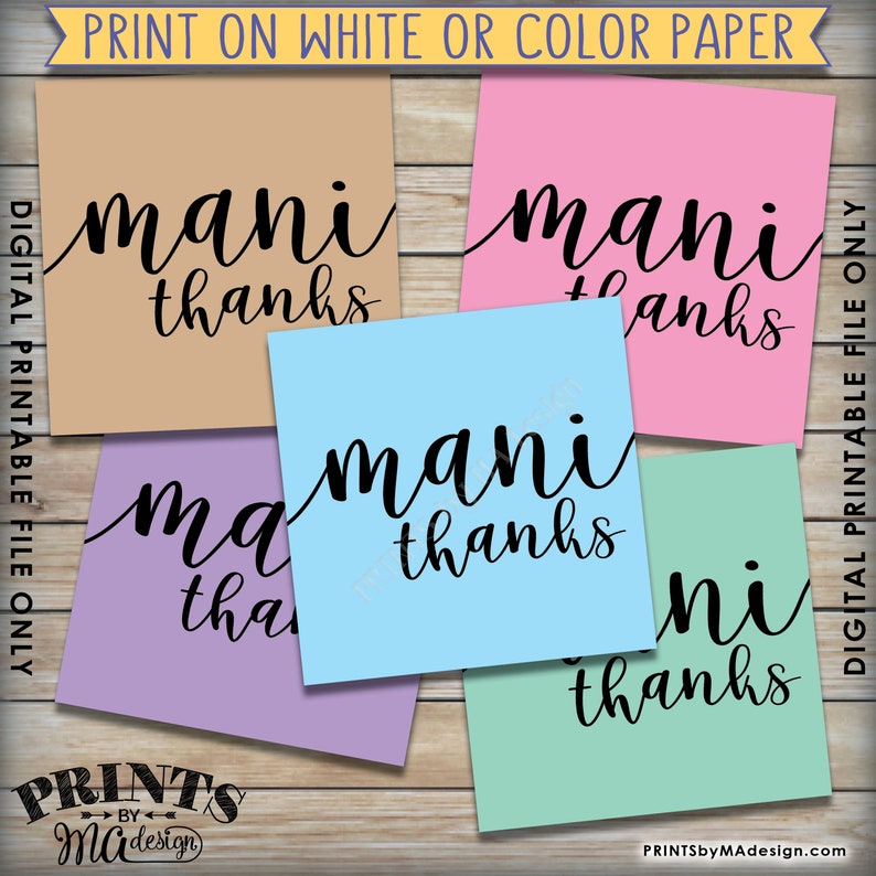 Mani Thanks Nail Polish Favor, Mani Pedi Thank You Gifts, Bridal Shower ...
