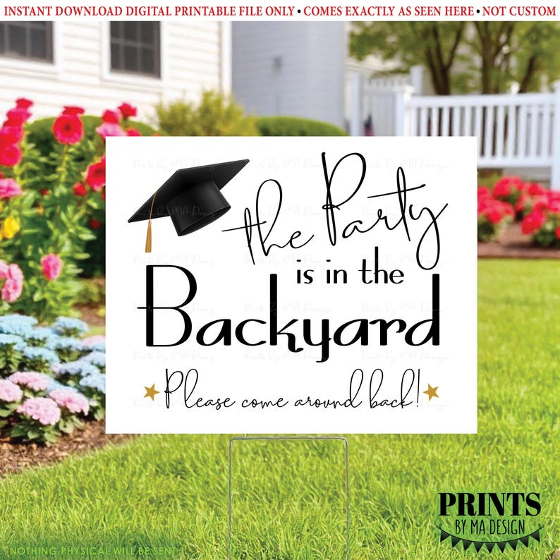 Graduation Party is in the Backyard Sign, Please Come Around Back, Grad ...