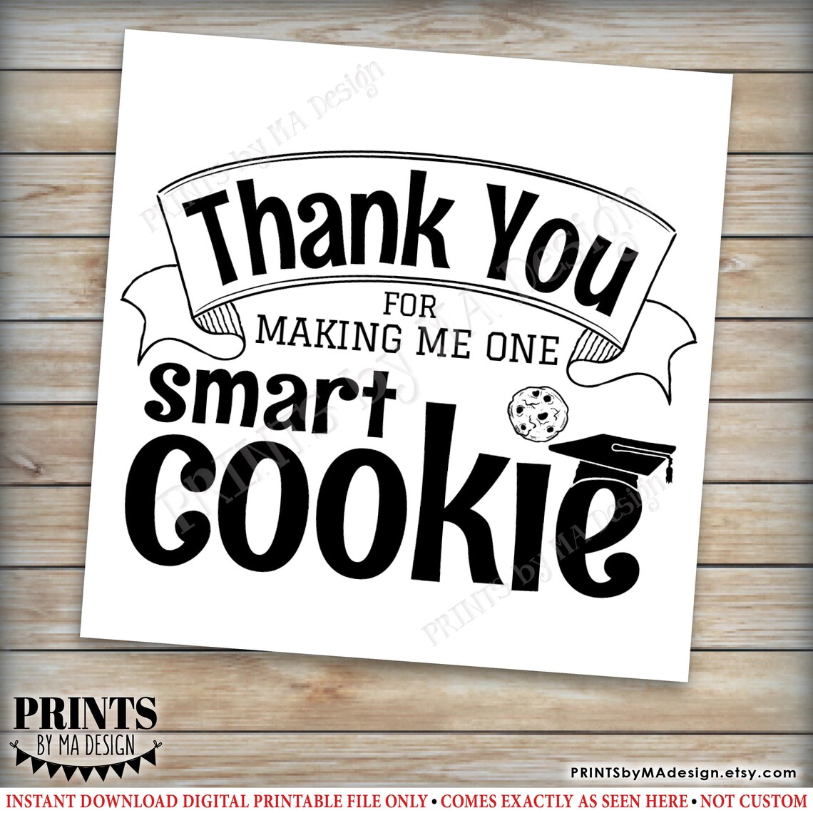 Thank You for Making Me One Smart Cookie Cards or Tags | Etsy