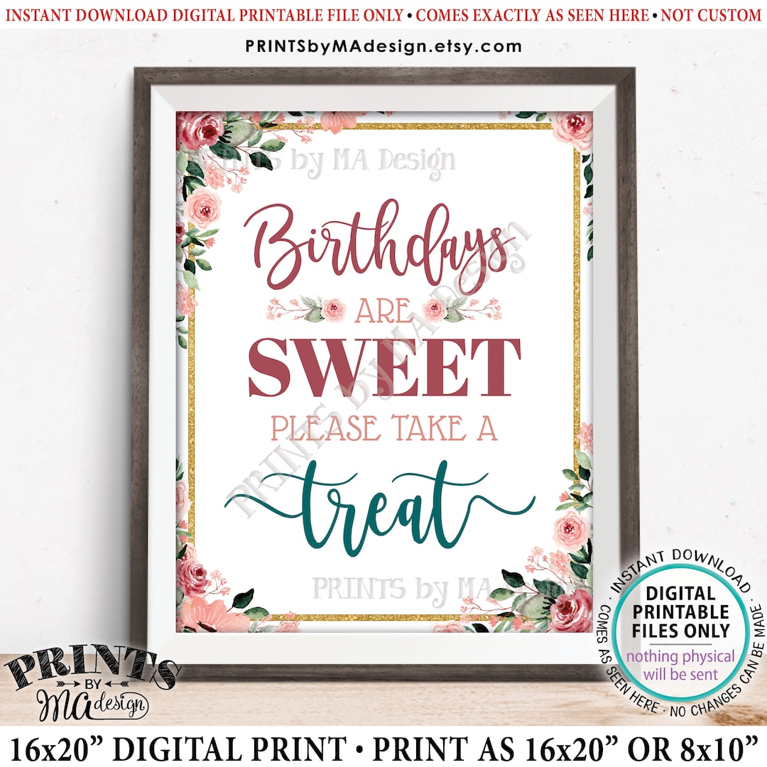 Birthdays Are Sweet Please Take a Treat Birthday Party Decoration ...