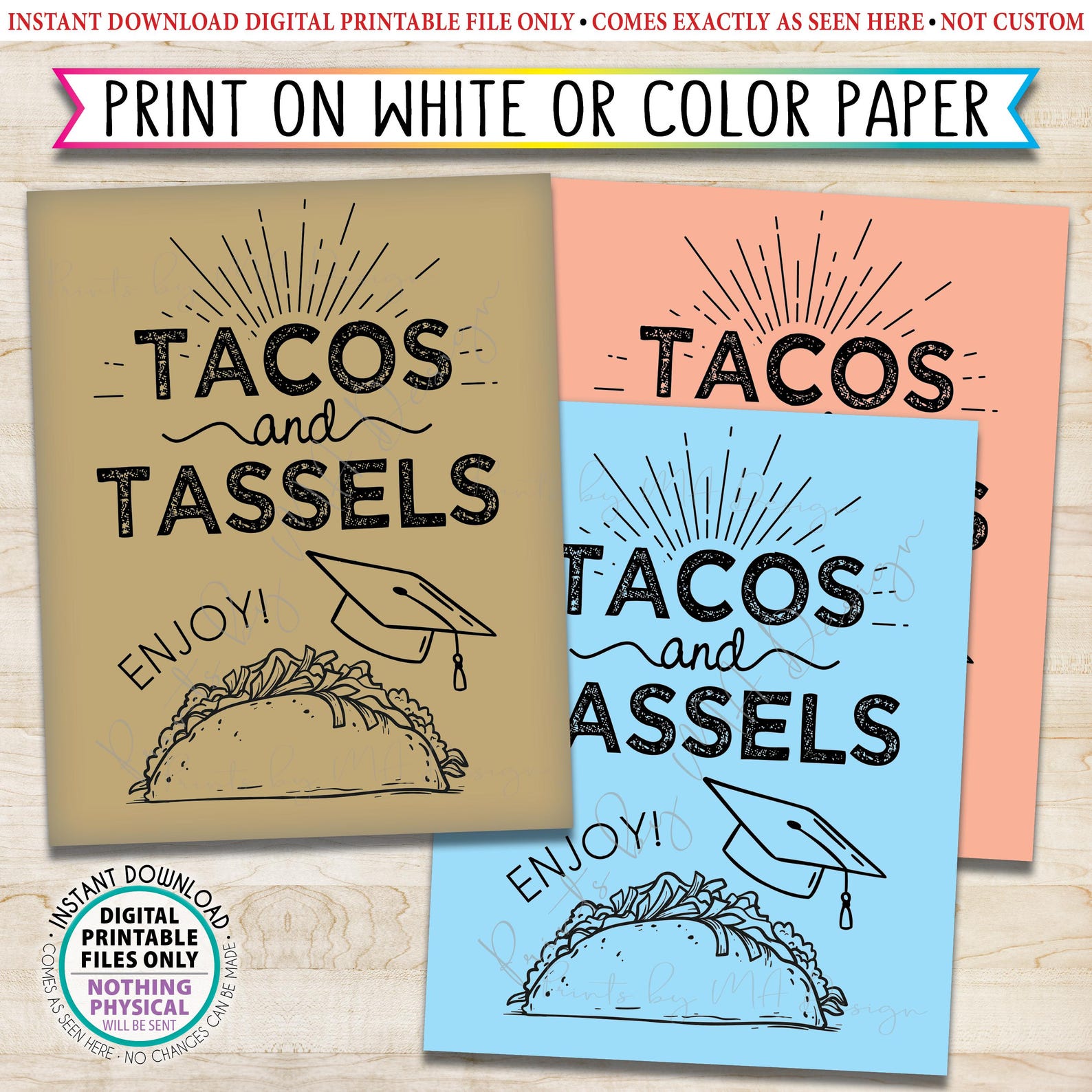 Graduation Taco Sign, Tacos & Tassels, Taco Bar Display, Grad Food ...