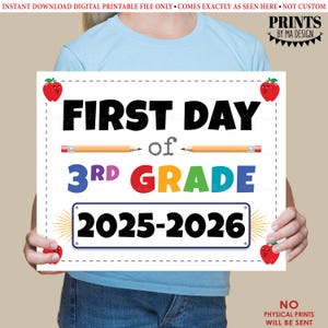 First Day of School Sign, Third Grader, Starting 3rd Grade, 2025-2026 ...