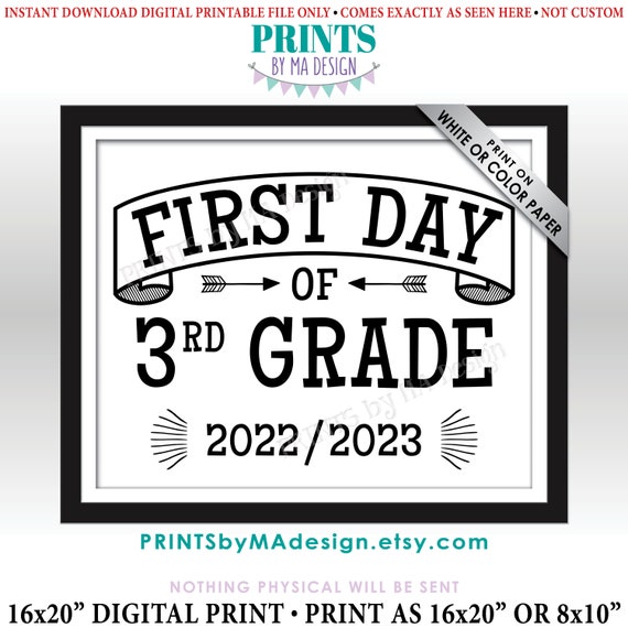 First Day of School Sign Third Grader Starting 3rd Grade - Etsy