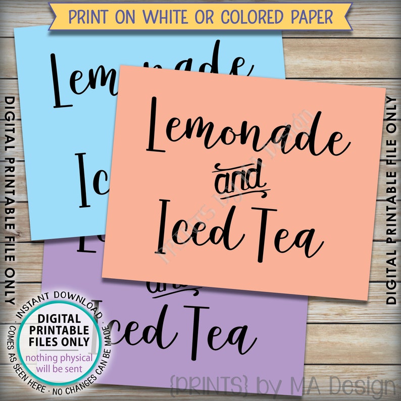 Lemonade & Iced Tea Sign, Ice Tea and Lemonade, Non-alcoholic Drinks ...