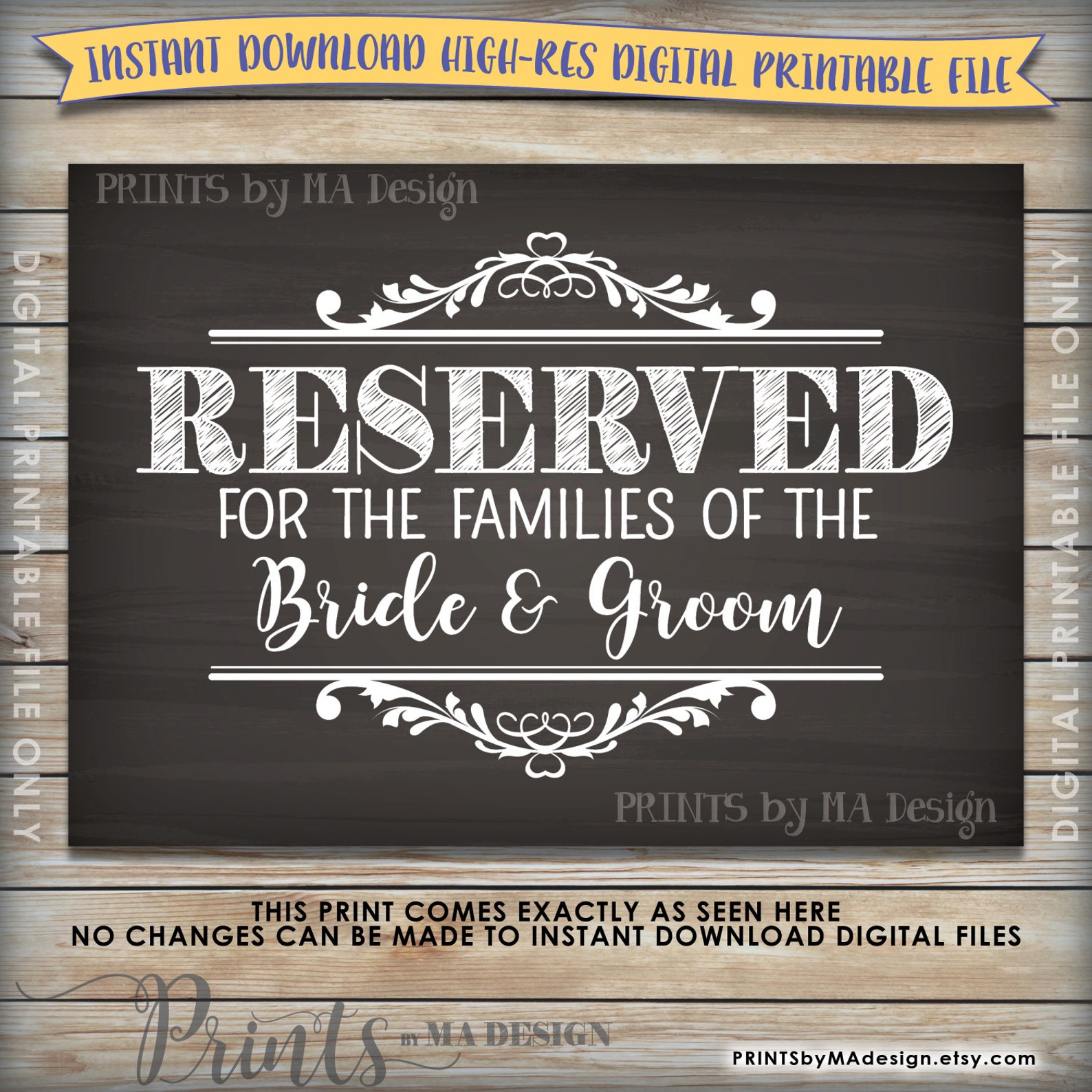 Reserved Sign Reserved for the Families of the Bride and - Etsy