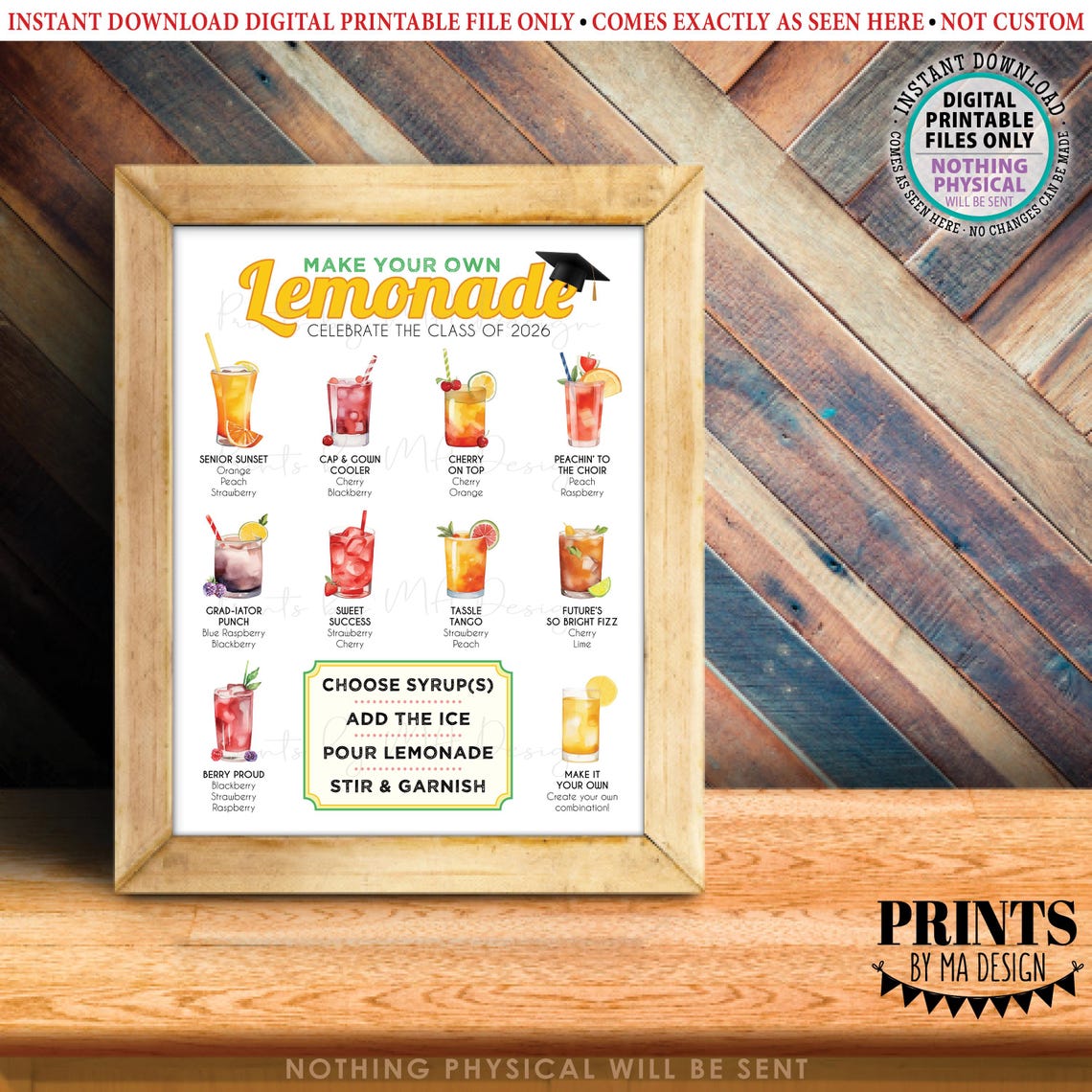 Graduation Party Lemonade Menu, Class of 2026 Grad Party Decoration ...