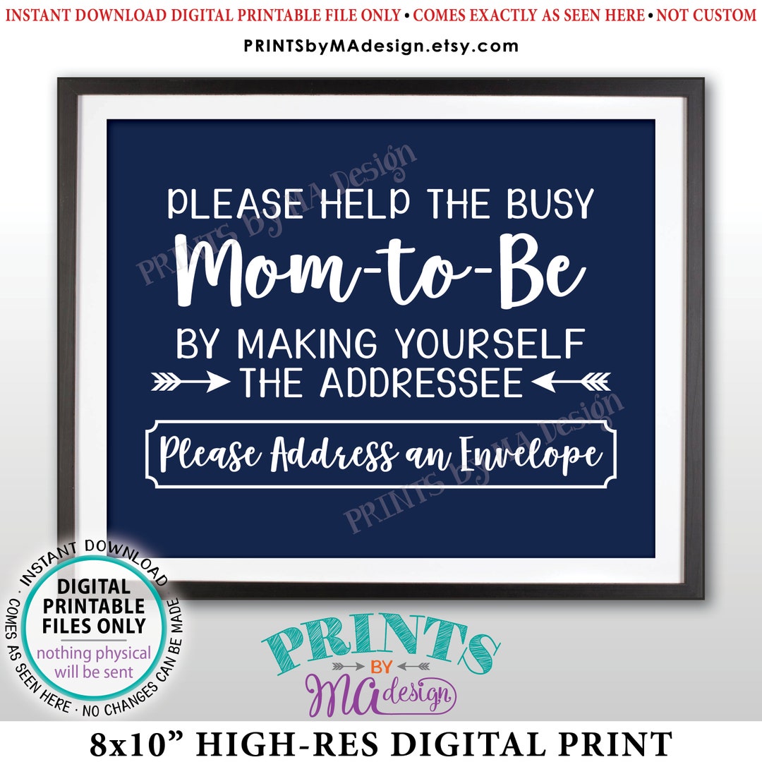 Baby Shower Address Sign, Help Mom-to-be Address an Envelope Sign, Baby ...