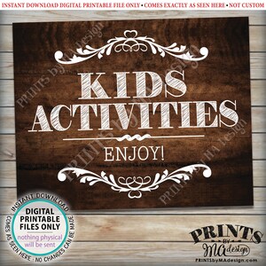 Kids Activities Sign, Kids Table Wedding Sign, Enjoy the Kids ...