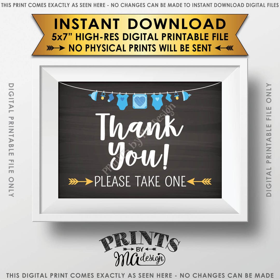 Thank You Sign, Baby Shower Favors Sign, Thank You Please Take One Sign ...