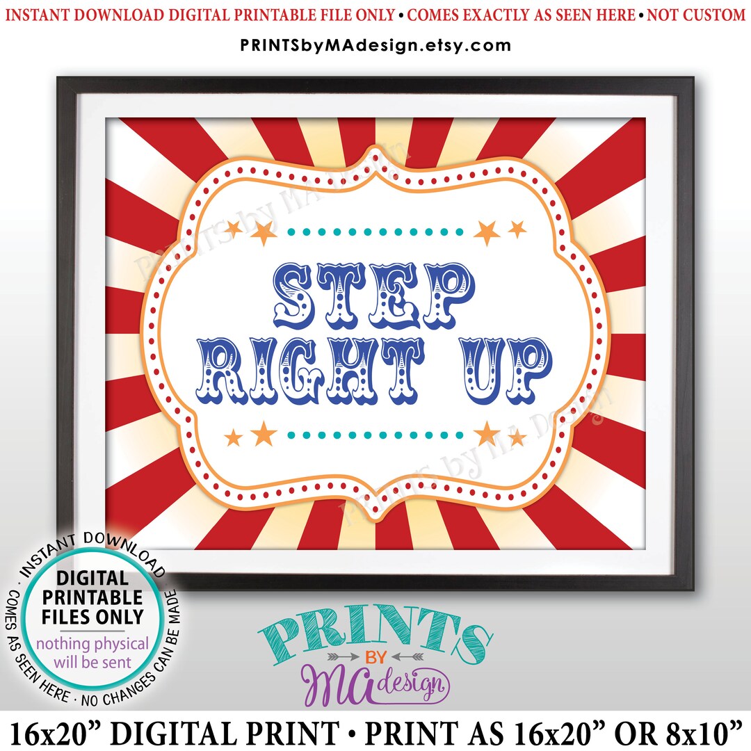 Step Right up Carnival Games Sign, Carnival Party Sign, Circus Games ...