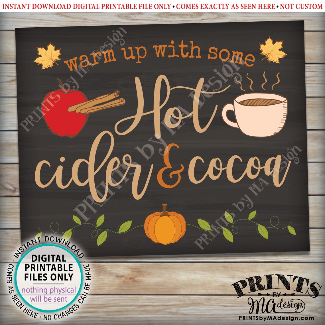 Hot Cider and Cocoa Sign Warm up With Some Hot Cider & Cocoa - Etsy
