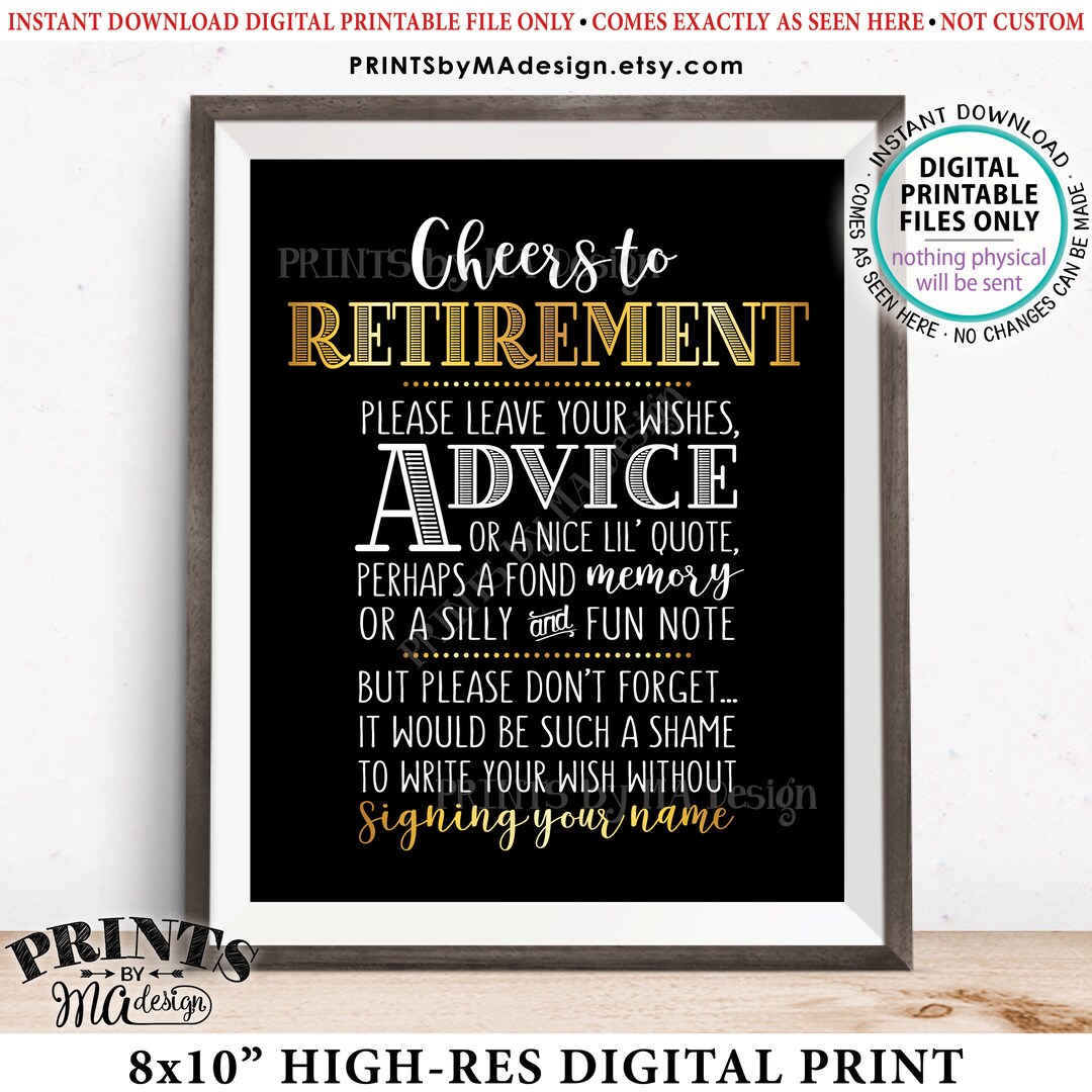 Cheers to Retirement Party Sign, Leave Your Wish or Advice or Memory ...