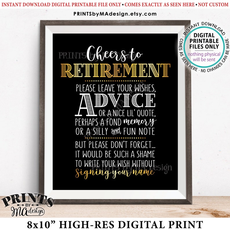 Cheers to Retirement Party Sign, Leave Your Wish or Advice or Memory ...