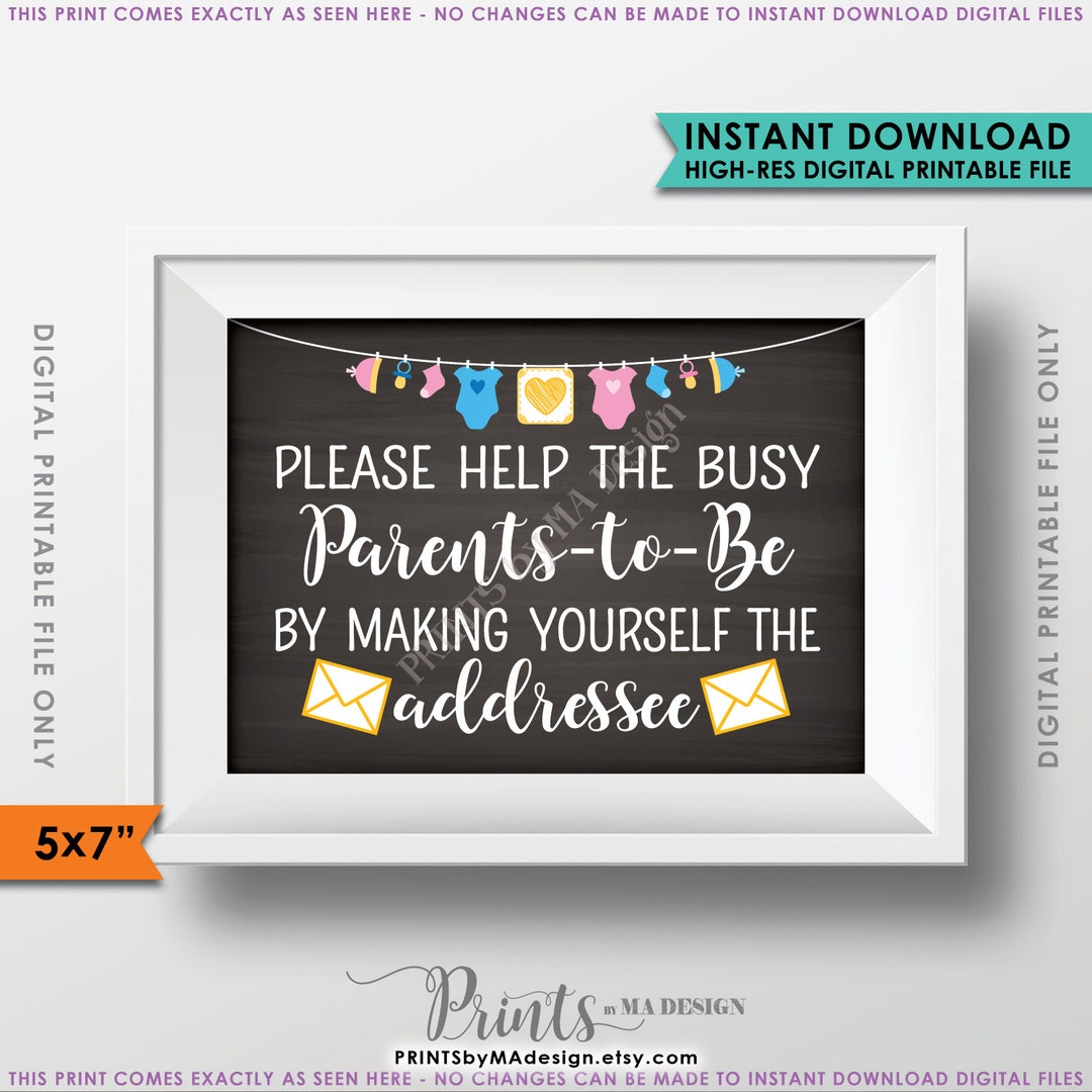 Baby Shower Address Envelope Sign, Help the Parents-to-be Address an ...