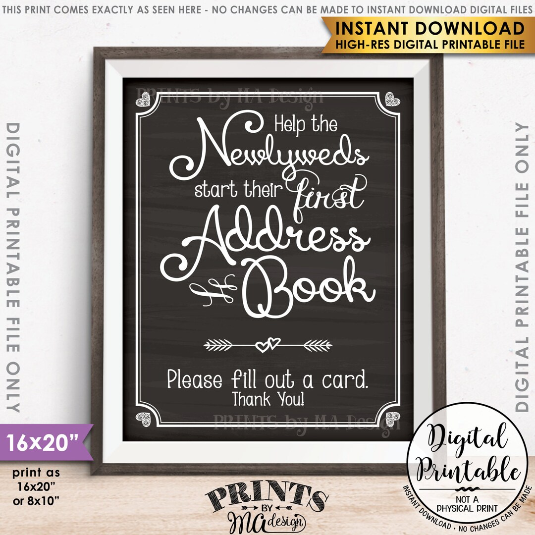 Address Book Wedding Sign, Ask Guests for Their Address, Create Address ...