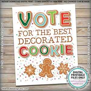 Cookie Voting Sign, Vote for the Best Decorated Cookie, Christmas ...