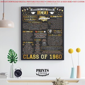 Back in 1960 Sign, Class of 1960 Reunion Poster Board, Flashback to ...