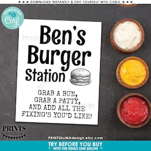 Editable Burger Sign, Custom Burger Bar Menu, Build Yourself a Burger ...