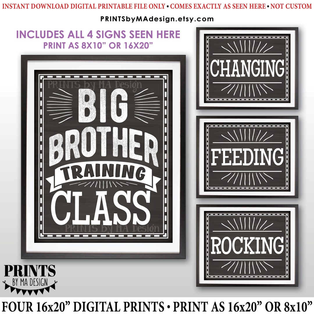 Big Brother Training Class Photo Props, Pregnant Baby #2 Announcement ...