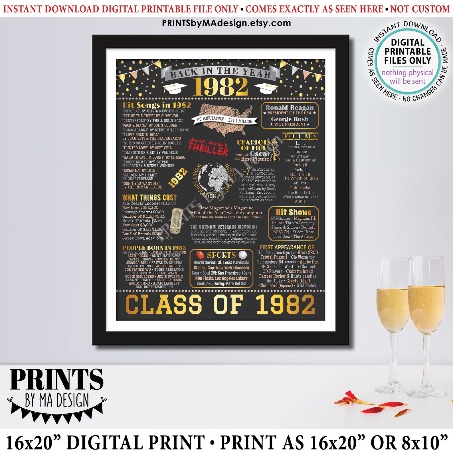 Class of 1982 Reunion Decoration Back in the Year 1982 Poster - Etsy