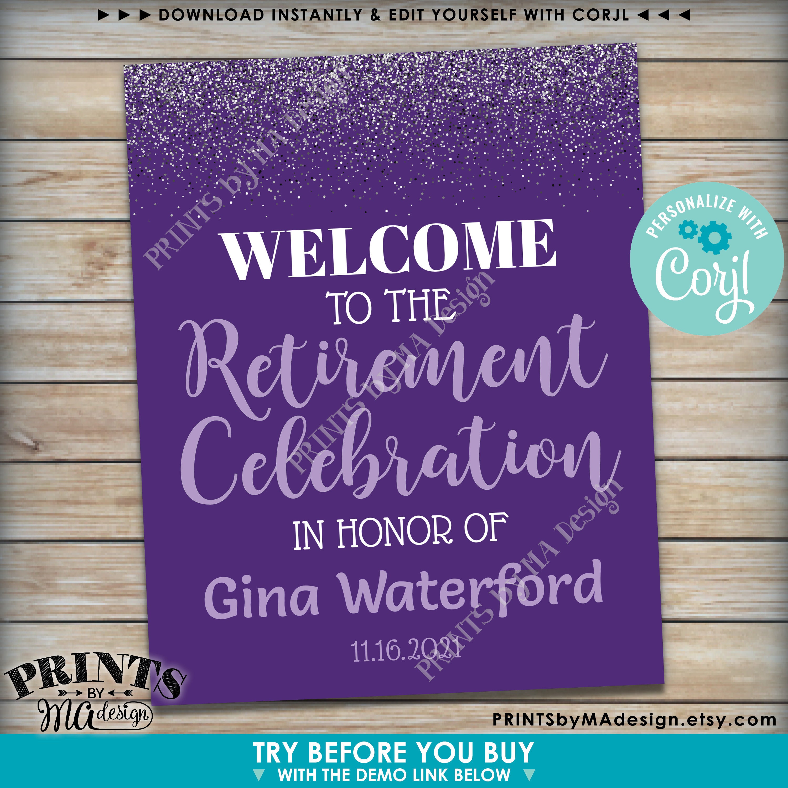 Retirement Party Sign, Welcome to the Retirement Celebration, Silver ...