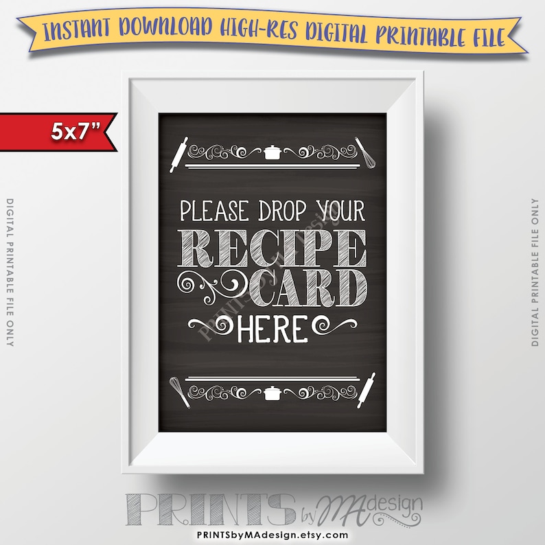 Drop Your Recipe Card Here Sign Recipe Card Drop-off Bridal - Etsy