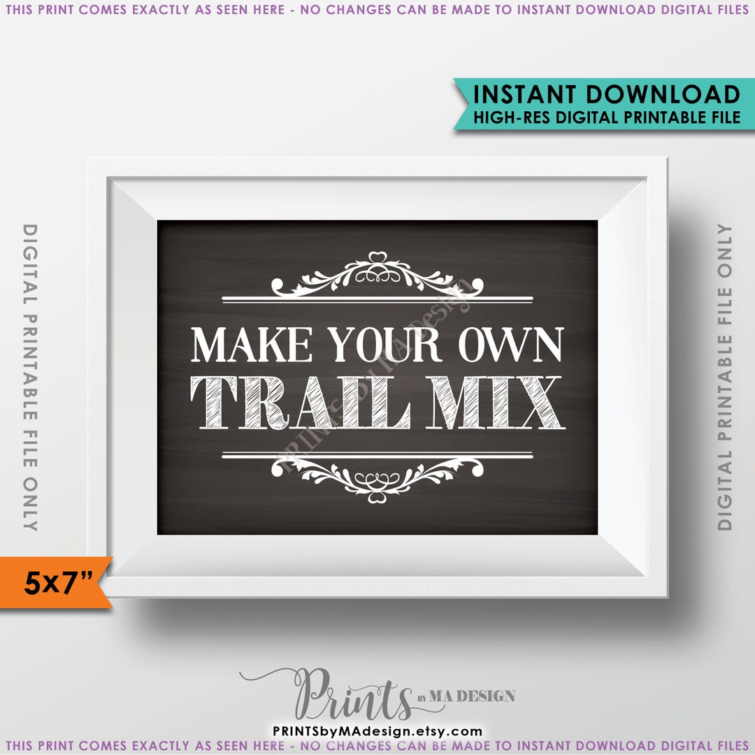 Trail Mix Sign, Make Your Own Trail Mix, Wedding Favors, Take a Treat ...