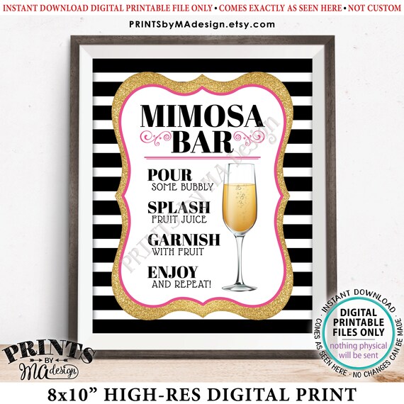Mimosa Bar Sign Make Your Own Mimosa Sign PRINTABLE 8x10 | Etsy