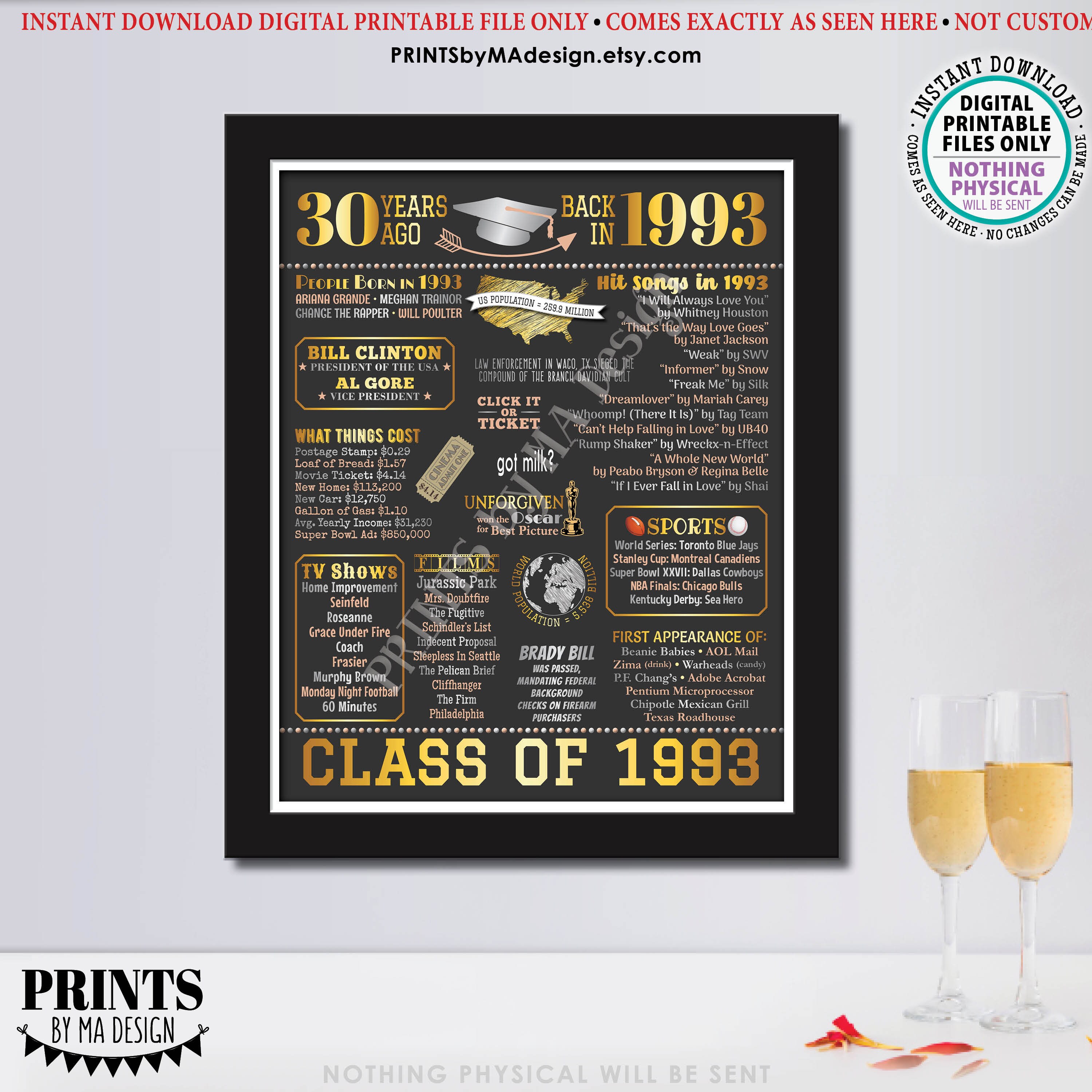 30th High School Reunion Decoration Class of 1993 Graduated - Etsy