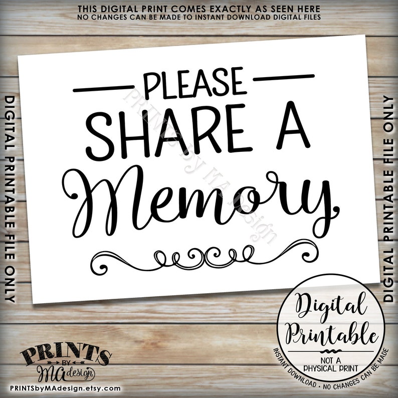 Share a Memory Sign Share Memories Please Write a Memory - Etsy