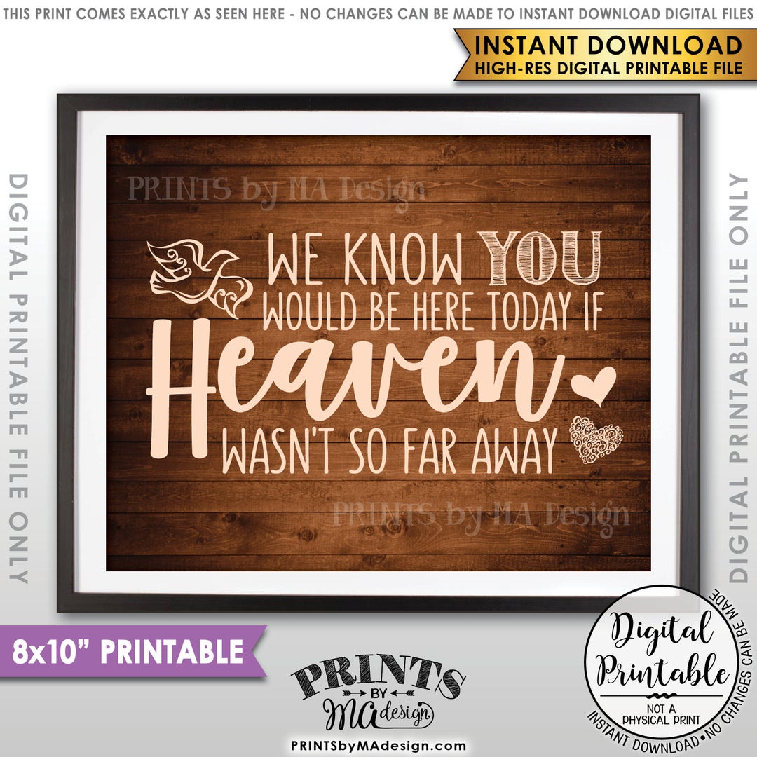 Heaven Sign, We Know You Would Be Here Today If Heaven Wasn't so Far ...