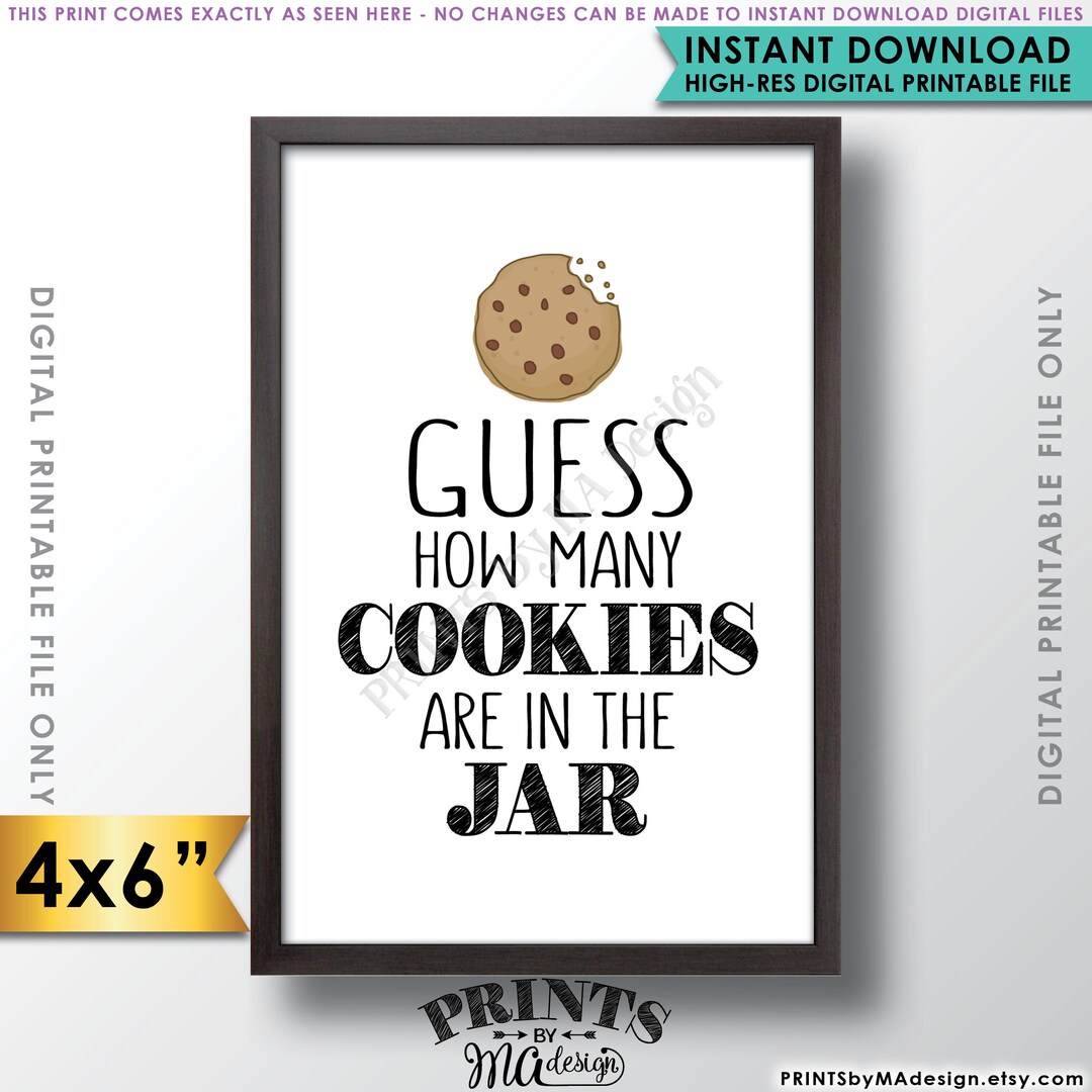 Guess How Many Cookies Are in the Jar Sign, Guess the Number of Cookies ...