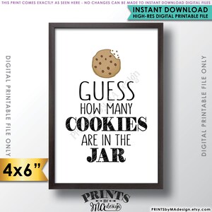 Guess How Many Cookies Are in the Jar Sign, Guess the Number of Cookies ...