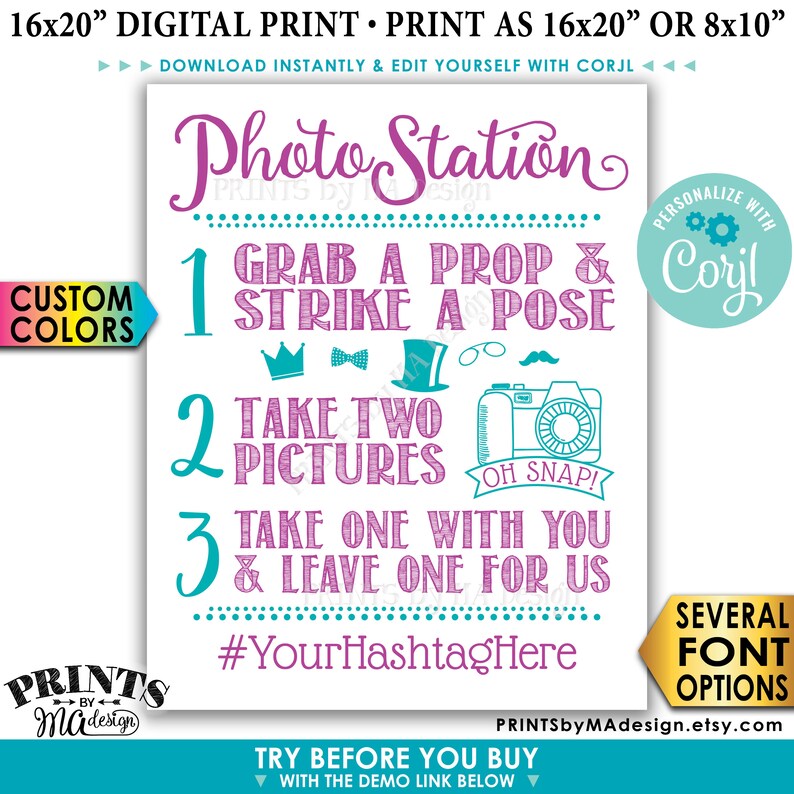 Photo Station Sign Take 2 Pictures Take 1 Home & Leave One - Etsy
