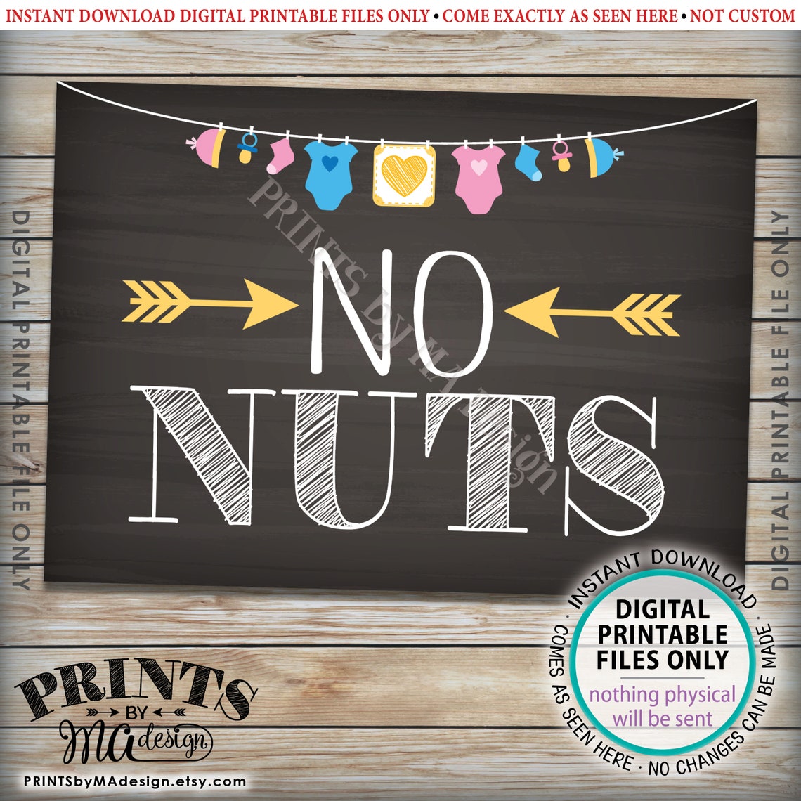 Nuts and No Nuts Signs Food Allergy Baby Shower Sign Nut | Etsy