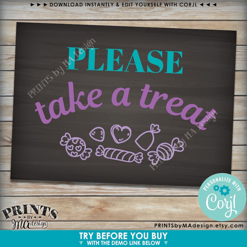 Editable Candy Sign Custom Candy Display All Text Can Be - Etsy