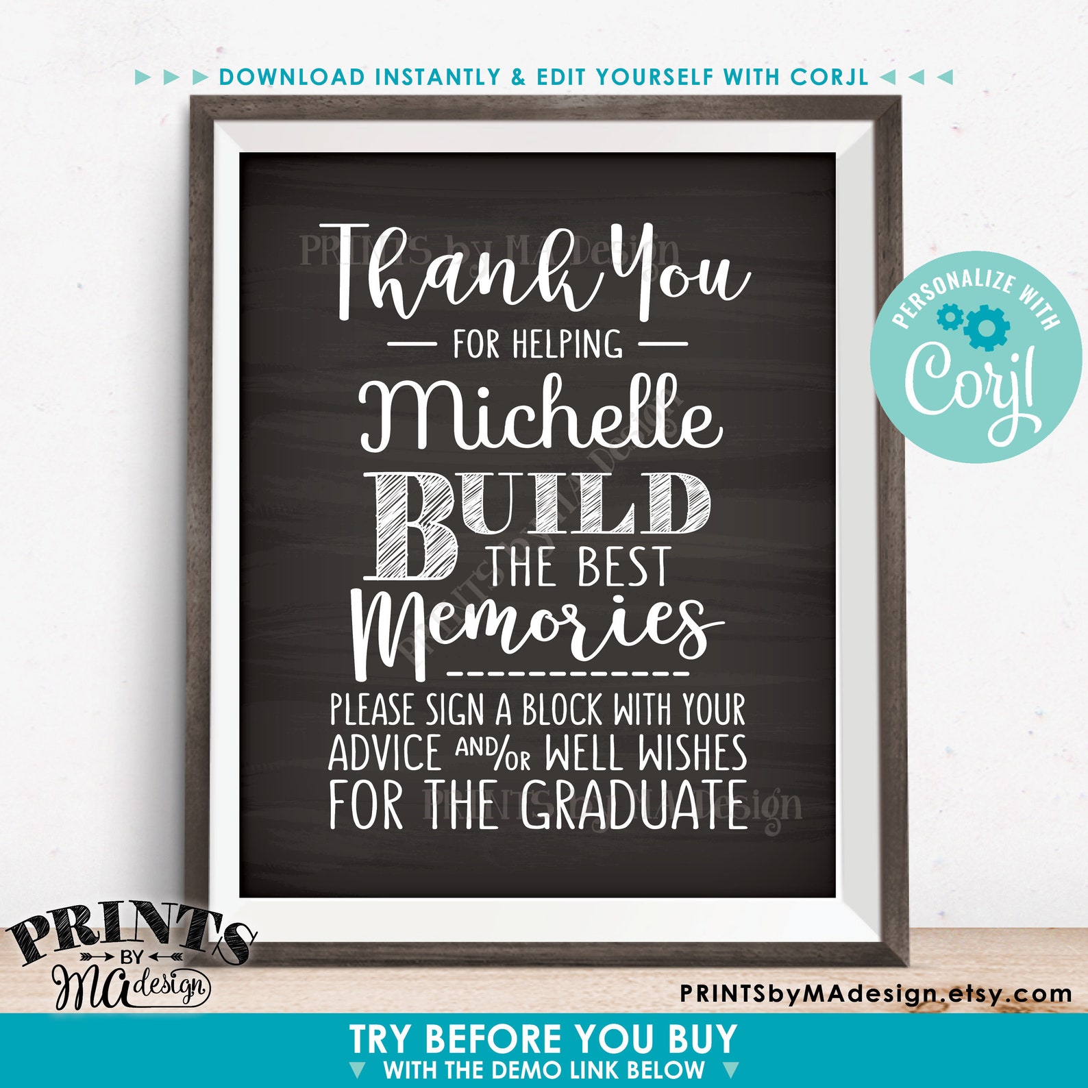 Sign a Block Graduation Party Decoration Thanks for Building - Etsy