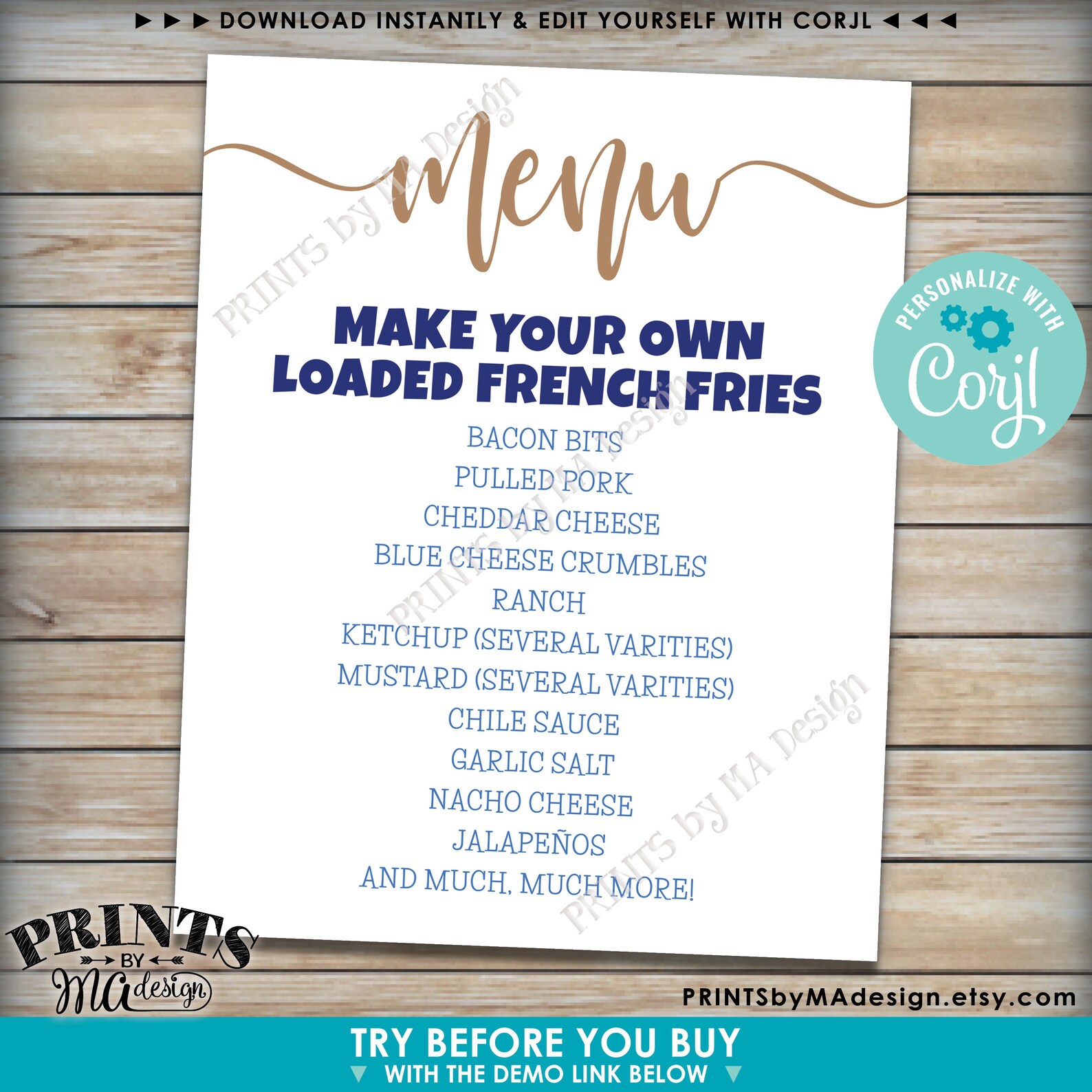 Editable Menu Sign Custom Colors PRINTABLE 8x10/16x20 Menu | Etsy